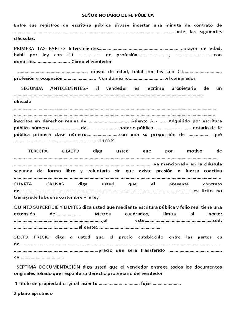 Señor Notario de Fe Pública | PDF | Derecho Civil (Common Law) | Ley común