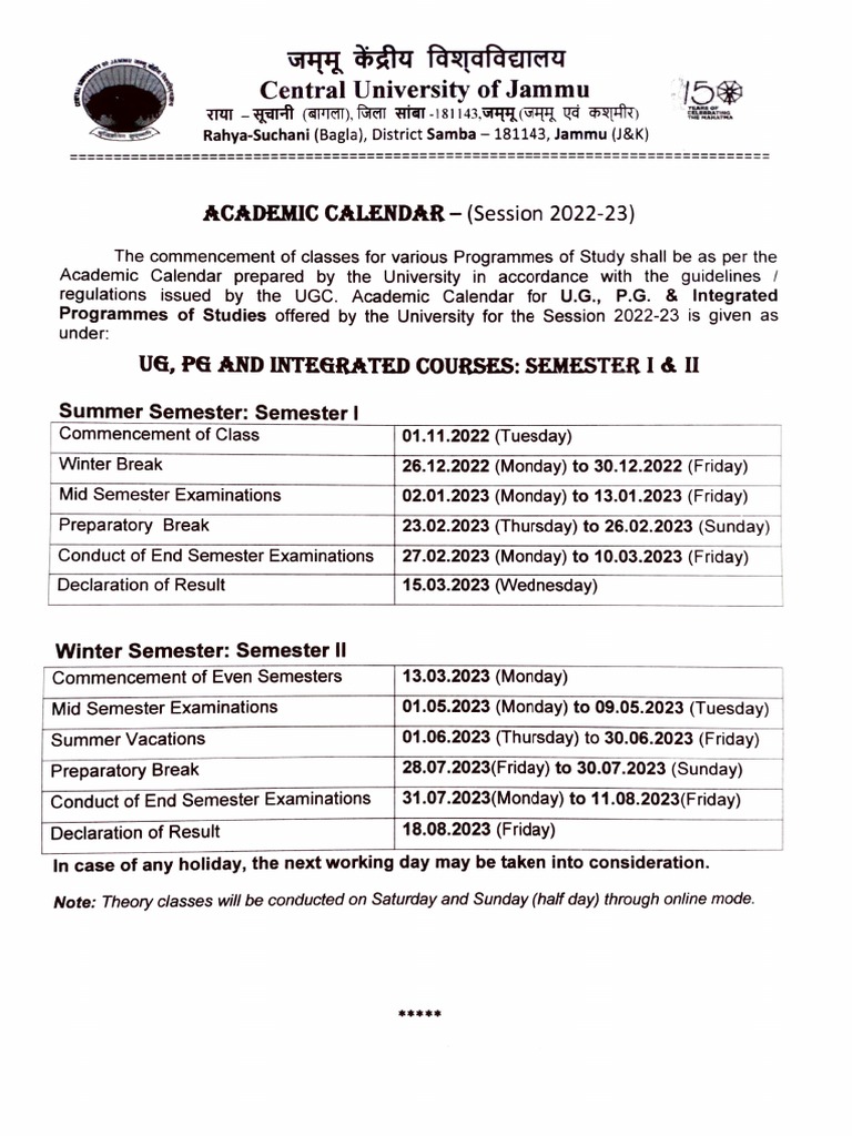 Academic Calender For Session 2022-23 UPDATED | PDF | Academic Term ...