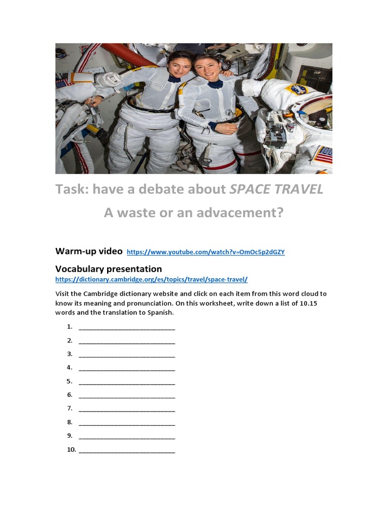 Space Travelling Worksheet | PDF