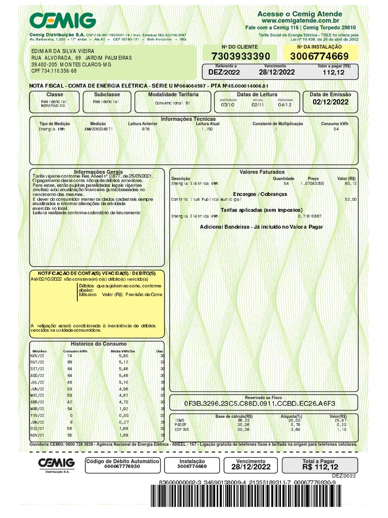 Comprovante de Endereço - EDIMAR | PDF