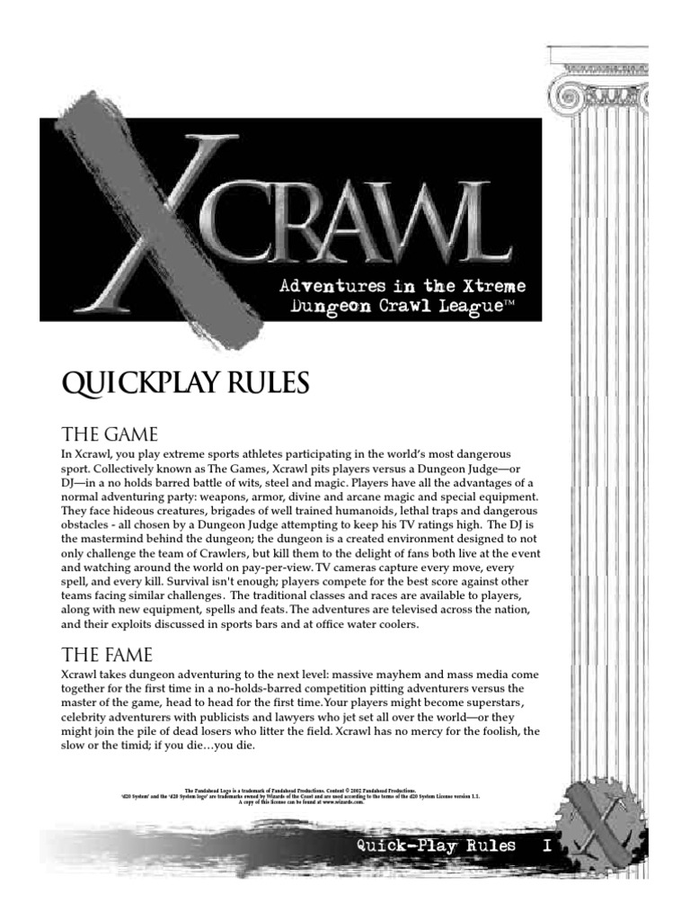 XCrawl - Core - Quickplay Rules v1.0 | PDF | D20 System