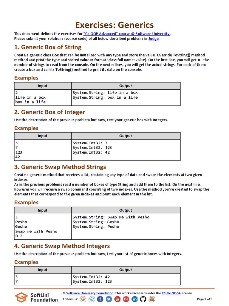 Csharp Oop Advanced Generics Exercises Pdf Integer Computer 0874