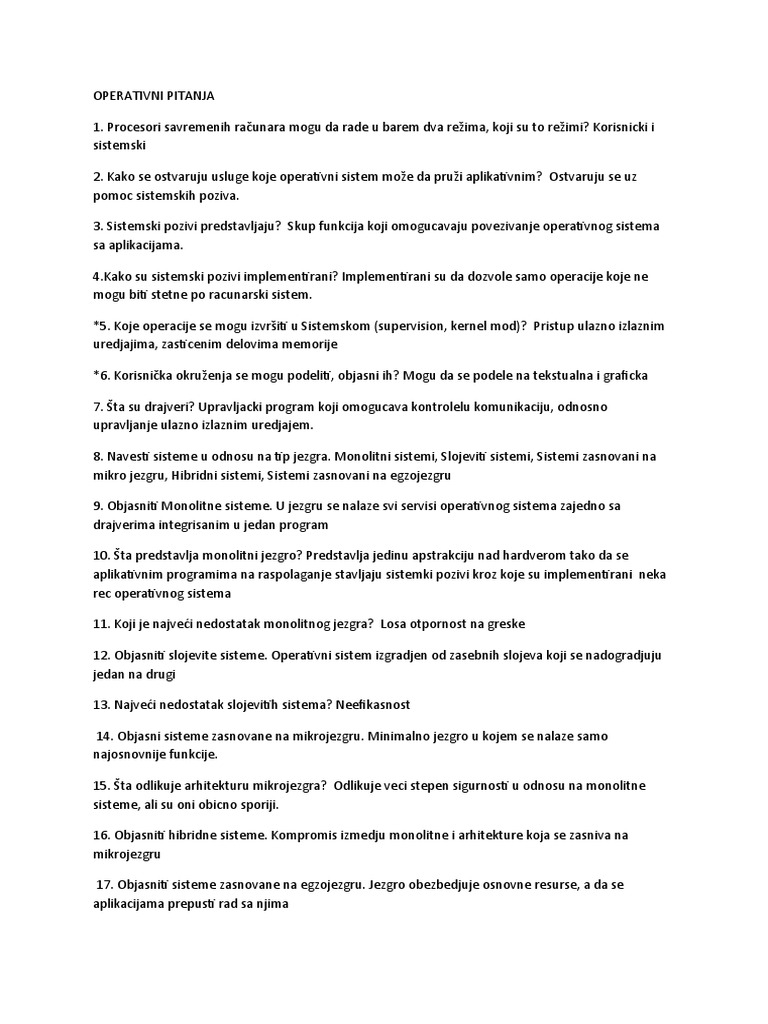 Operativni Pitanja | PDF