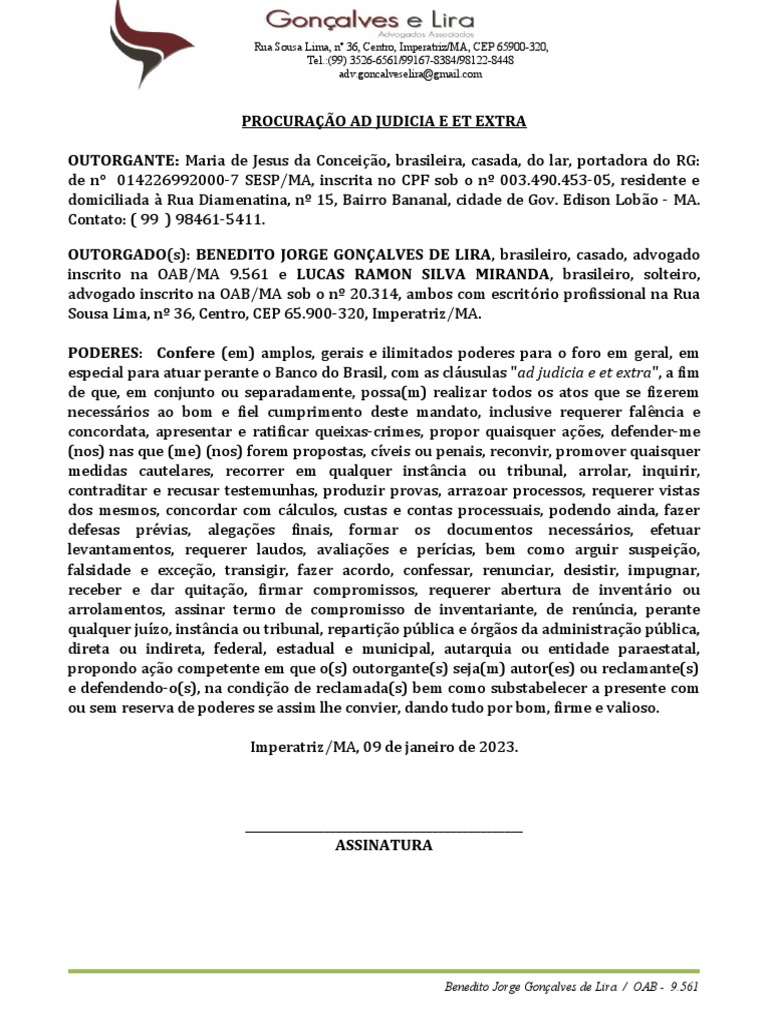 Procuração Ad Judicia e Et Extra | PDF | Advogado | Justiça