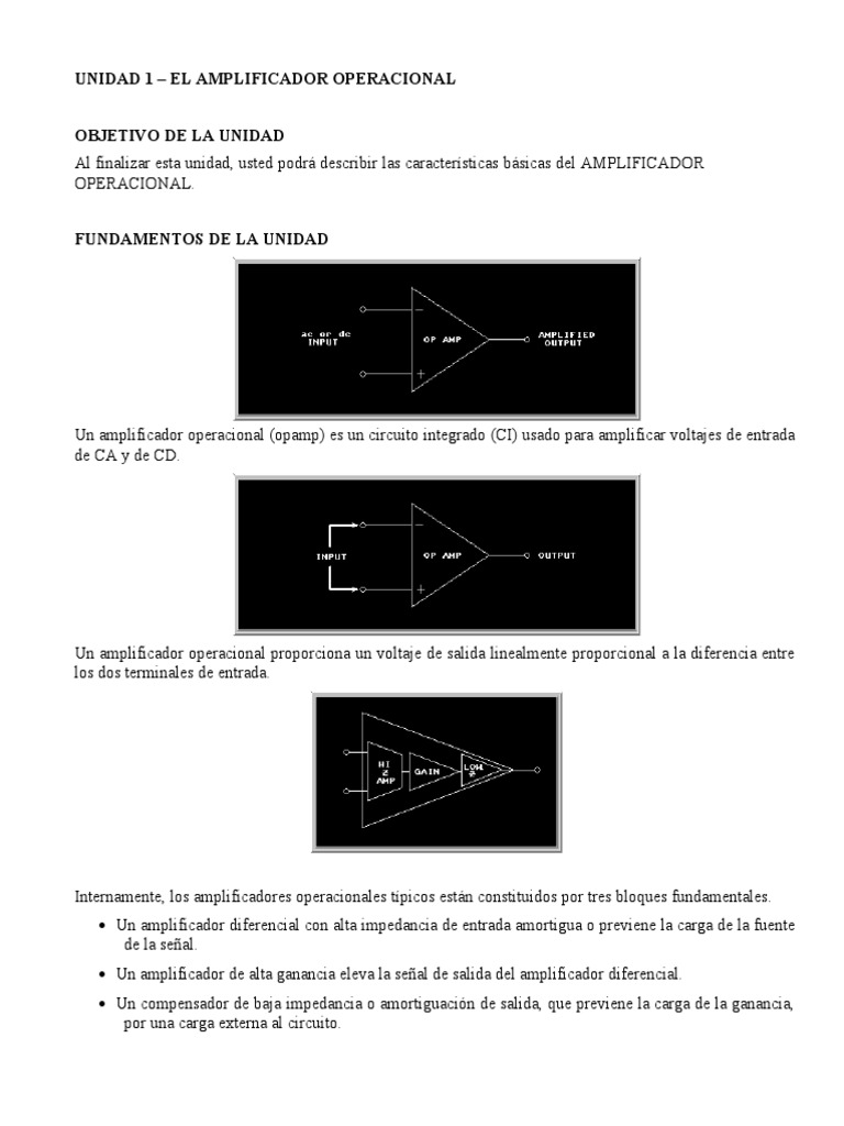 Unidad 1 - El Amplificador Operacional | PDF | Amplificador operacional | Circuitos electrónicos