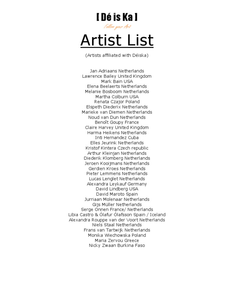 Artist List | PDF