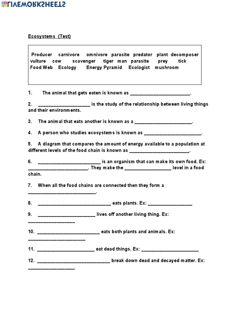 Ecosystems Test | PDF