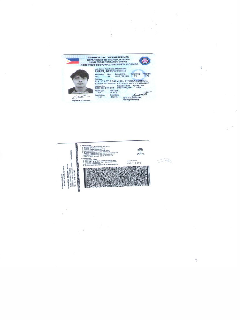 Non Pro Drivers License ID 1 | PDF