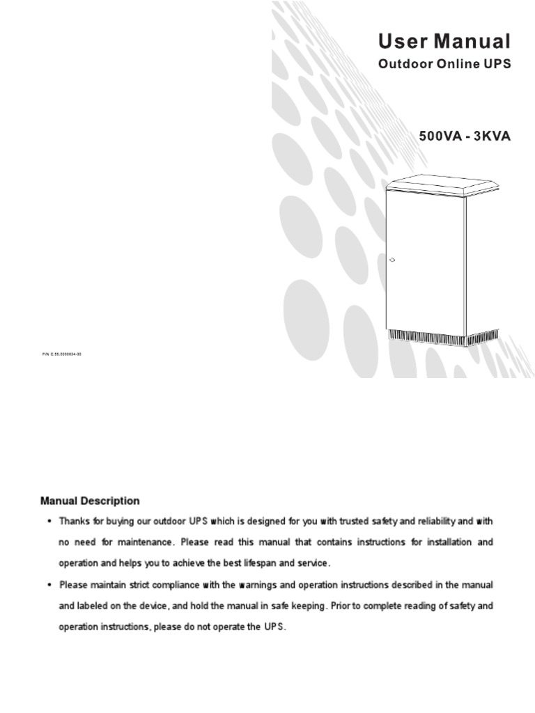 Ups East Outdoor User Manual | PDF | Power Supply | Mains Electricity