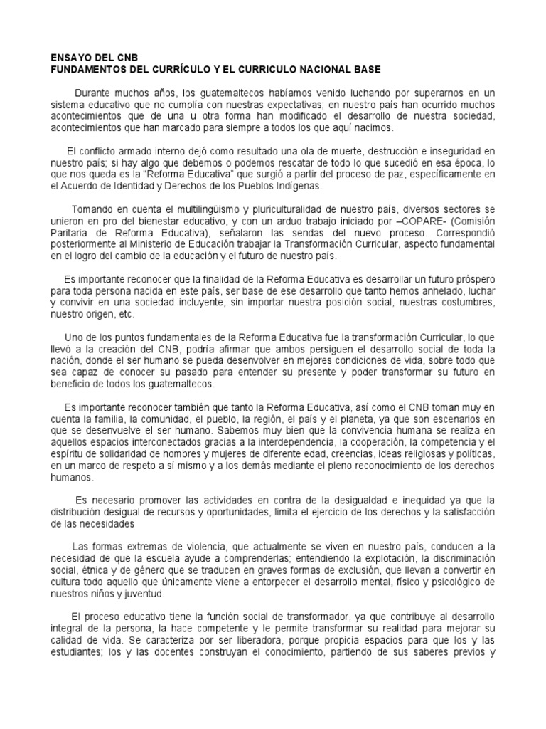 Ensayo Del CNB | PDF | Plan de estudios