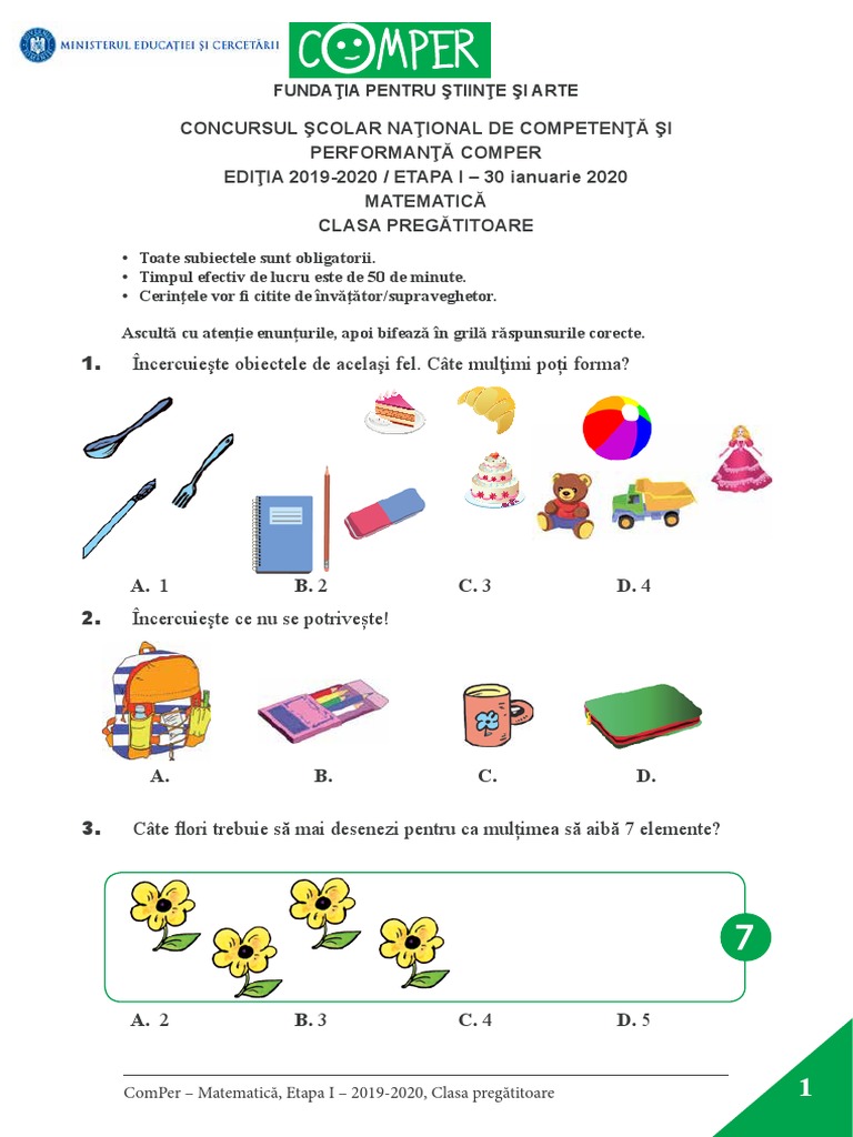 Mate - Info.ro.4761 COMPER, Matematica, Etapa I, 2019-2020, Clasa ...