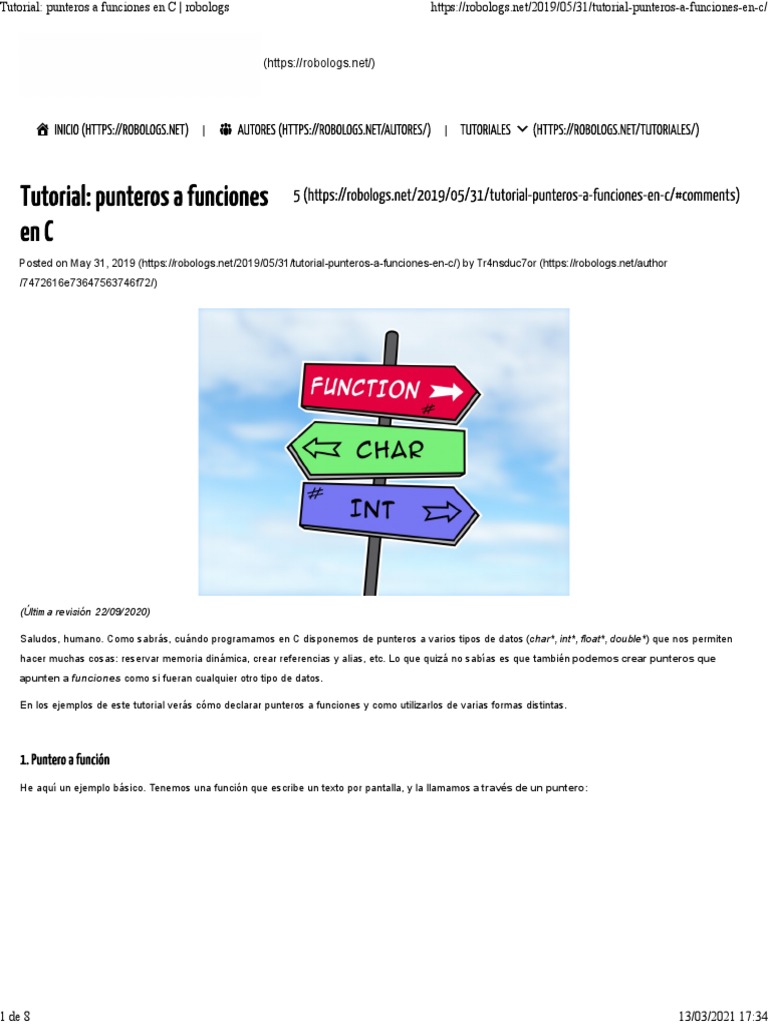 Lenguaje C Punteros A Funciones | PDF | Estructura de datos de matriz | Puntero (Programación de ...