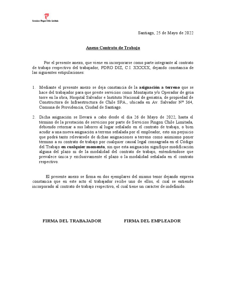 Anexo de Traslado Ejemplo | PDF