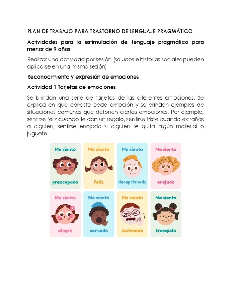 Actividades para La Estimulación Del Lenguaje Pragmático | PDF | Las ...