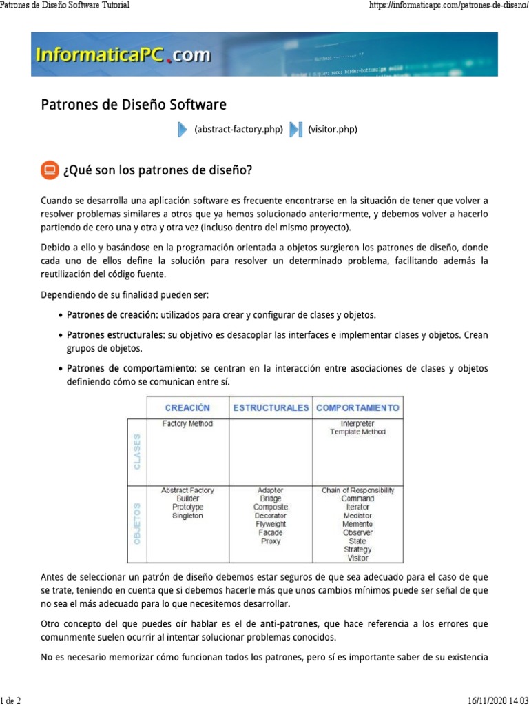Guía de Patrones de Diseño Software | PDF | Informática
