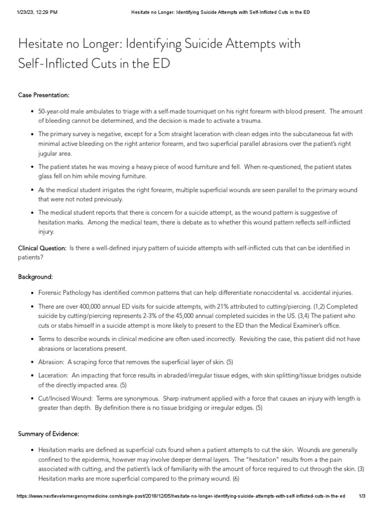 Identifying Hesitation Cuts in ED | PDF | Wound | Skin