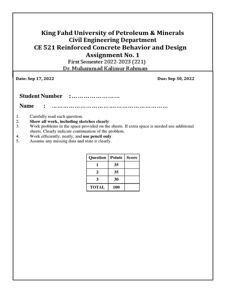 CE-521 Assignment-1 - 2022 | PDF | Deformation (Engineering) | Civil Engineering