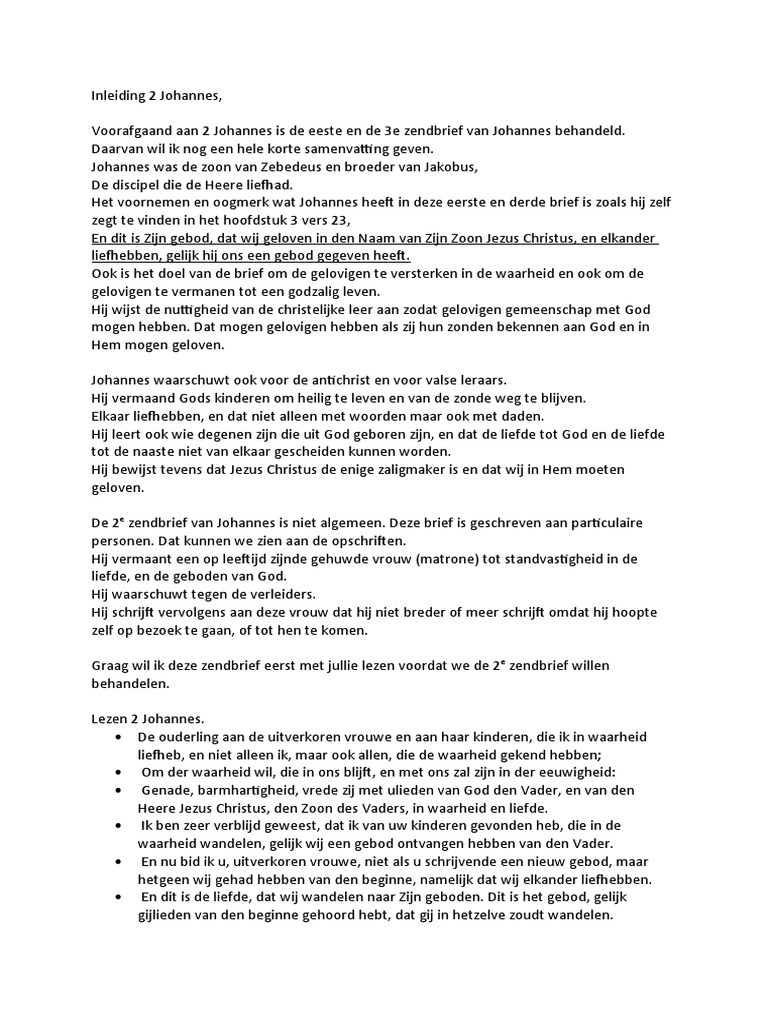 Inleiding 2 Johannes | PDF