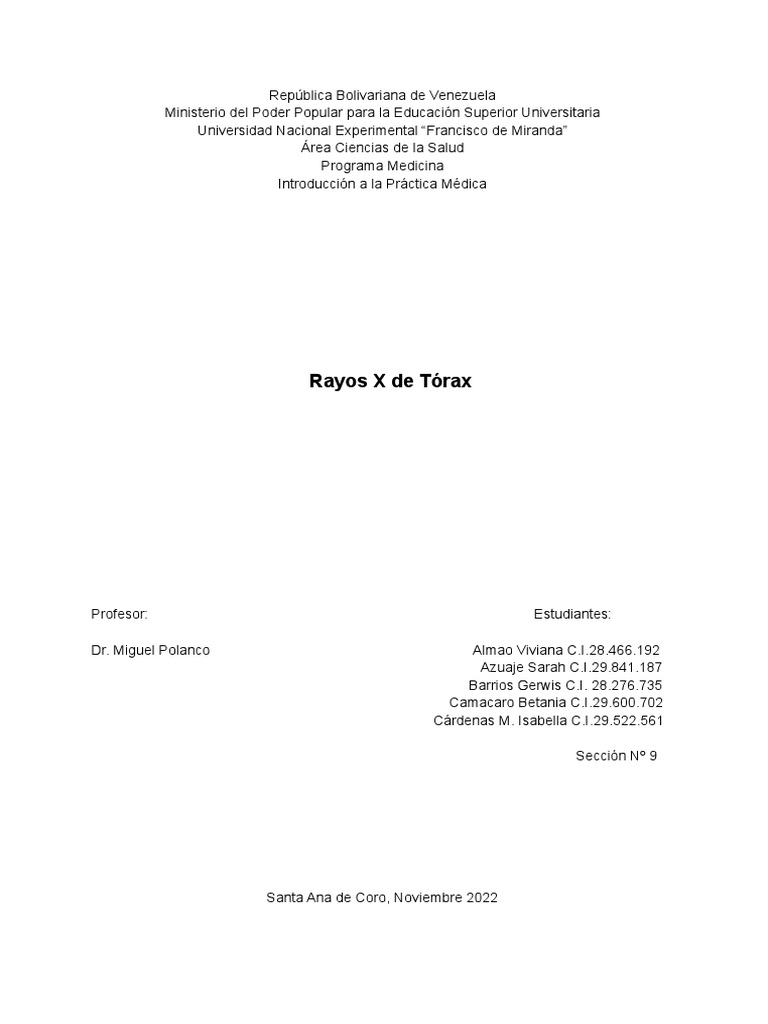 RX de Tórax | PDF | Pulmón | Rayo X