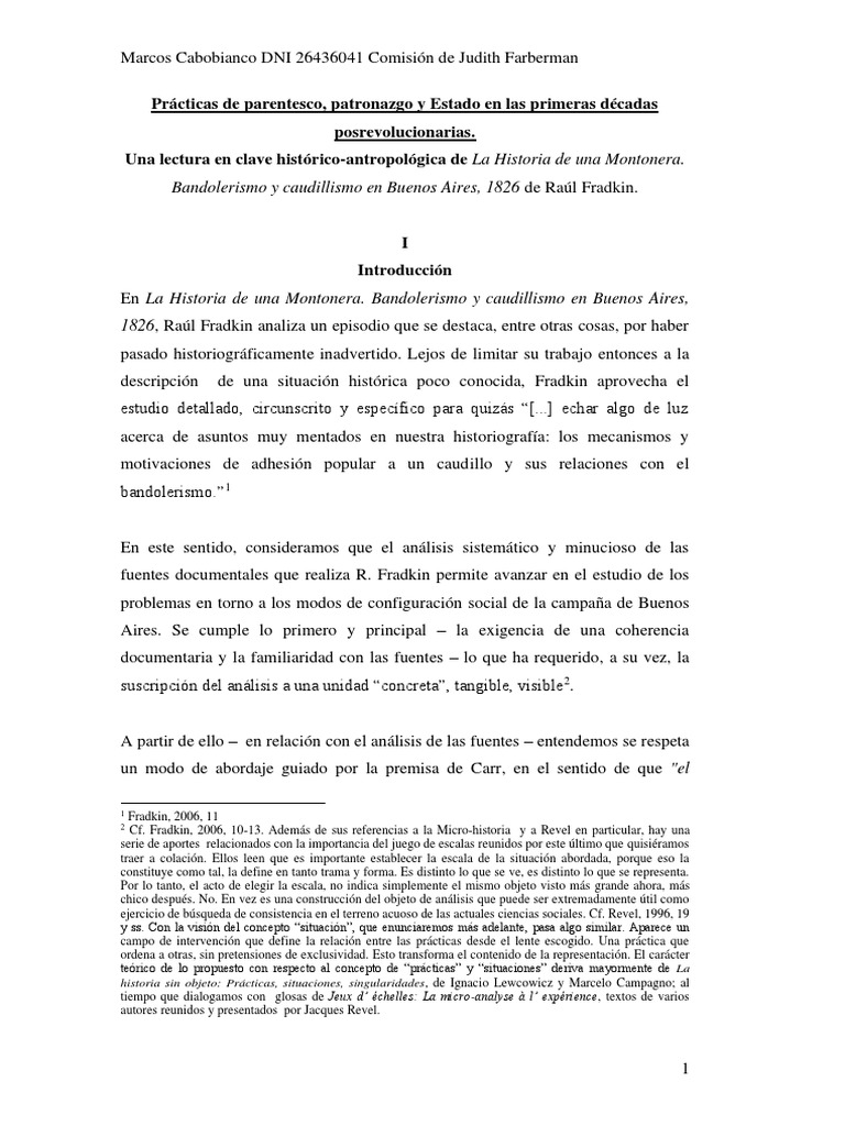 Caudillismo Fradkin | PDF | Estado (política) | Sociedad