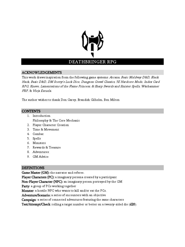 Deathbringer RPG: A Grimdark TTRPG Guide | PDF | Duel | Role Playing Games