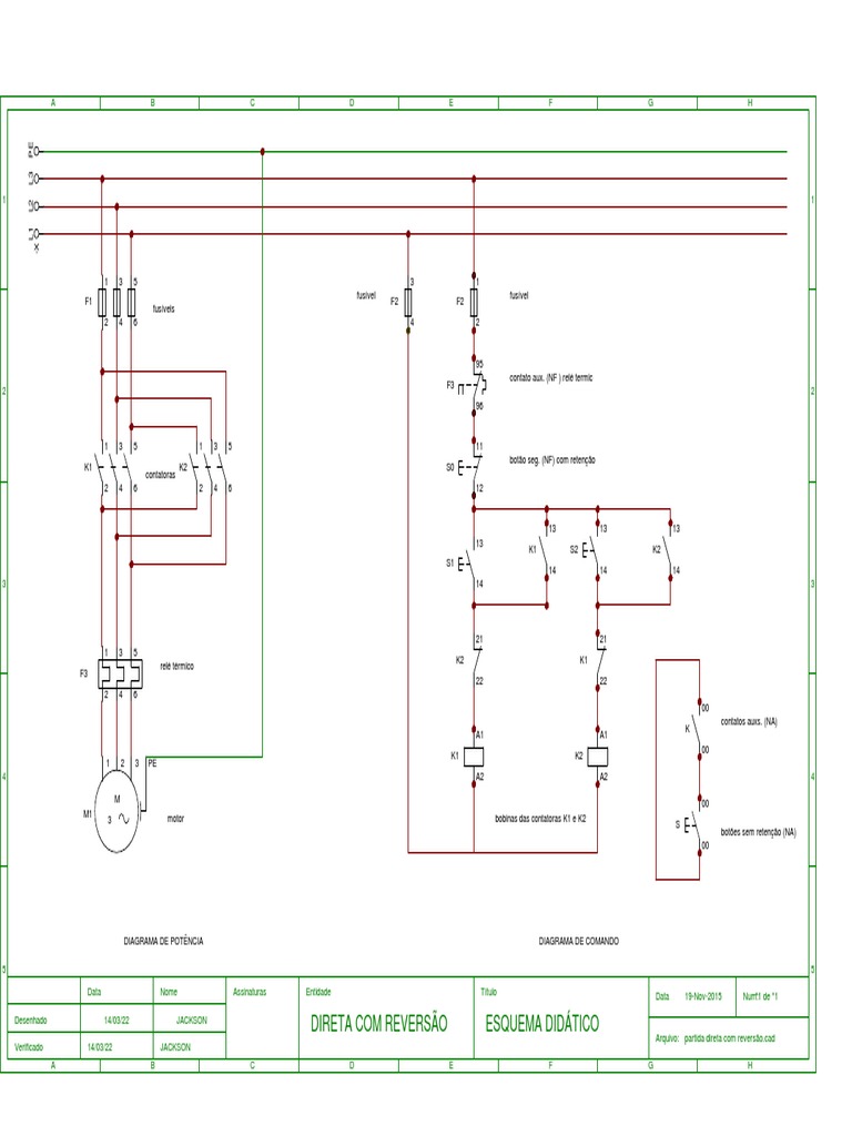 Partida Direta Com Reversão - Cad | PDF | Fio (metal) | Componentes Partida Direta Com Reversão - Cad | PDF | Fio (metal) | Componentes