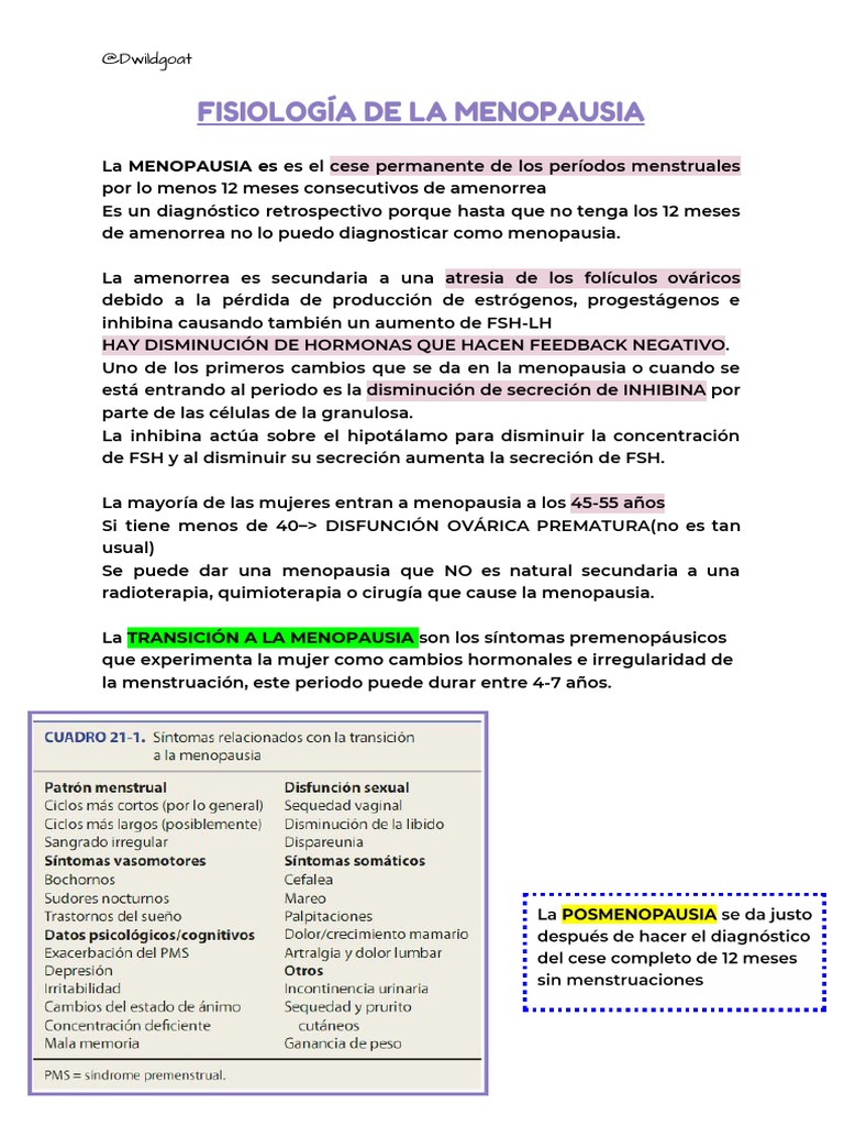 Fisiología de La Menopausia | Descargar gratis PDF | Menopausia | Menstruación