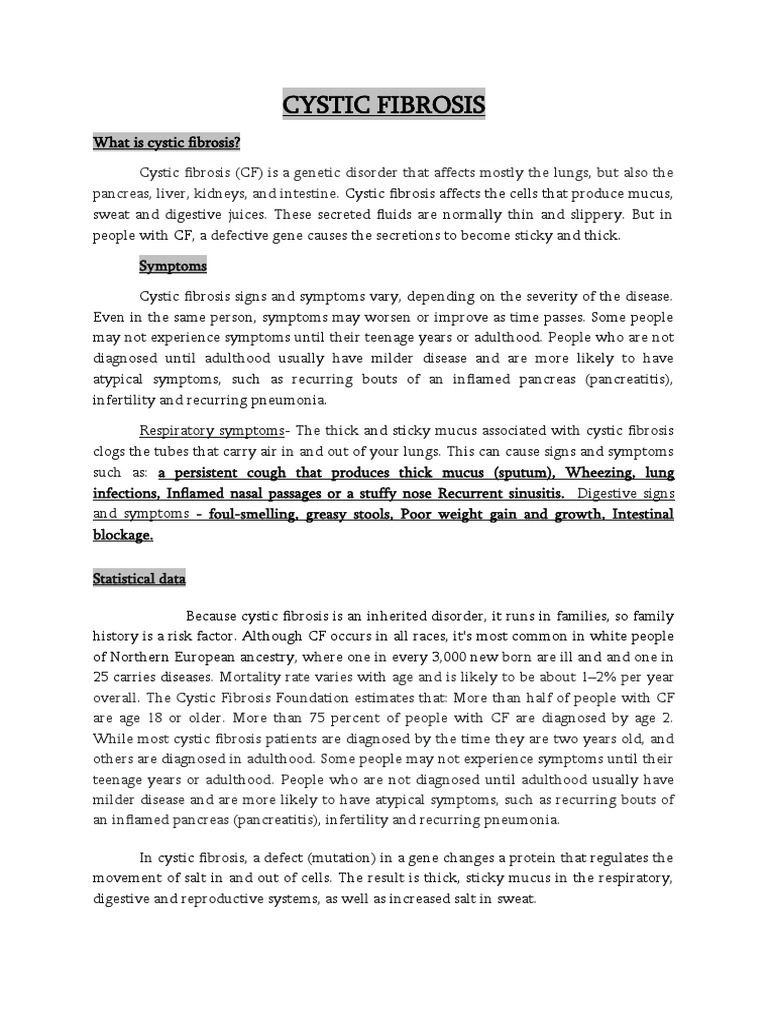 Understanding Cystic Fibrosis Symptoms | PDF | Mucus | Human Diseases ...