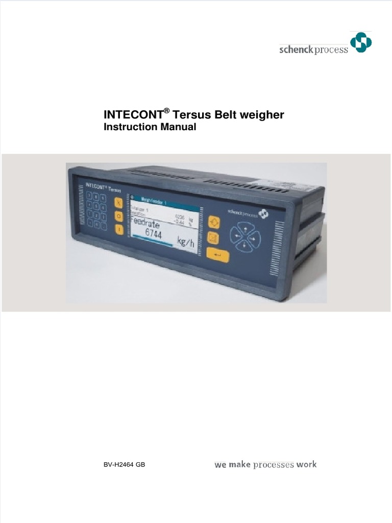INTECONT ® Tersus Belt Weigher - Instruction Manual | PDF | Safety | Weight