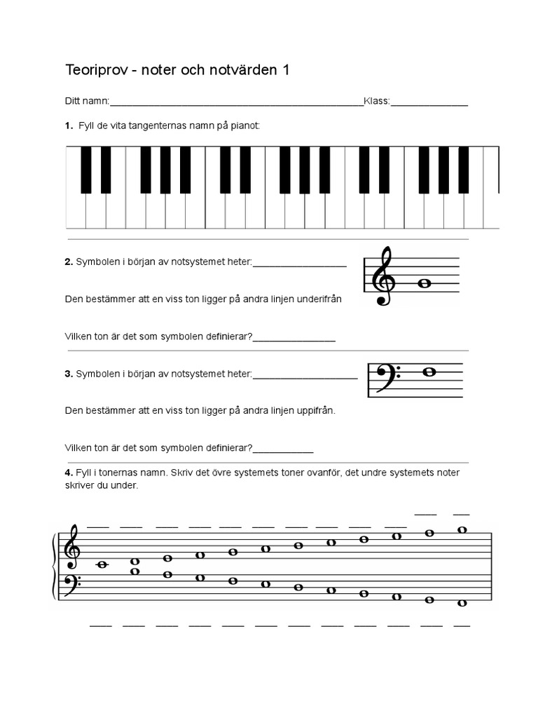 Teoriprov - Noter Och Notvärden 1 | PDF