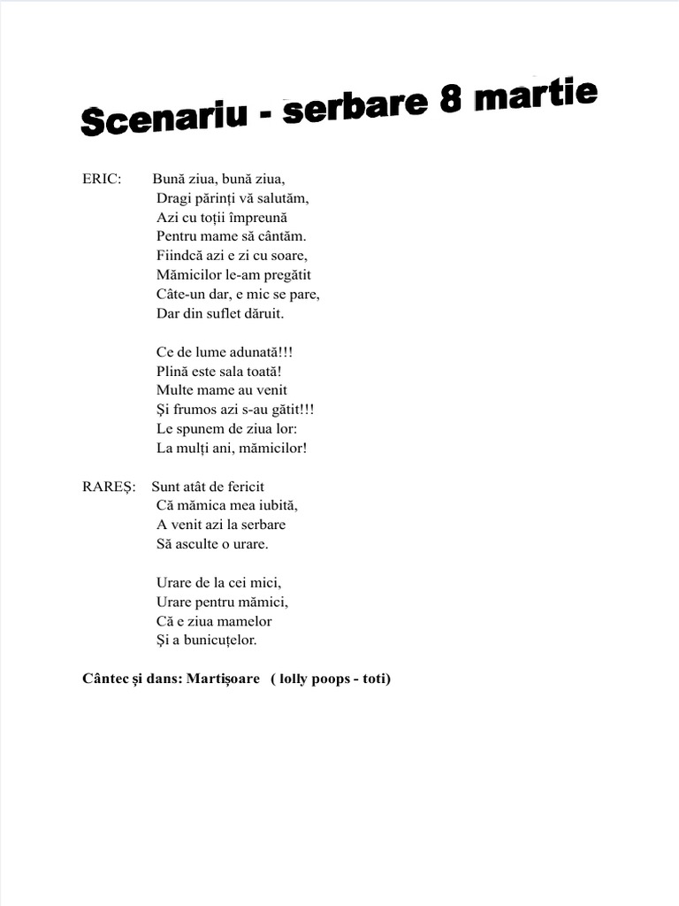 Dokumen - Tips - Scenariu Serbare 8 Martiedoc | PDF