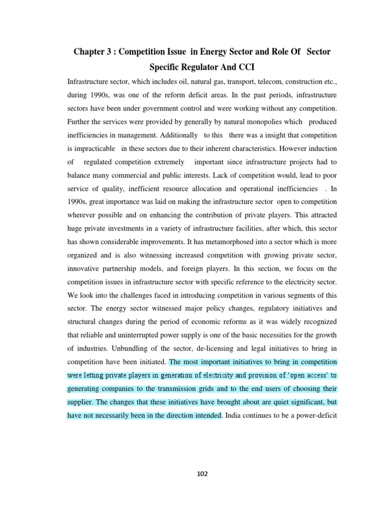 Chapter 3: Competition Issue in Energy Sector and Role of Sector Specific Regulator and CCI ...