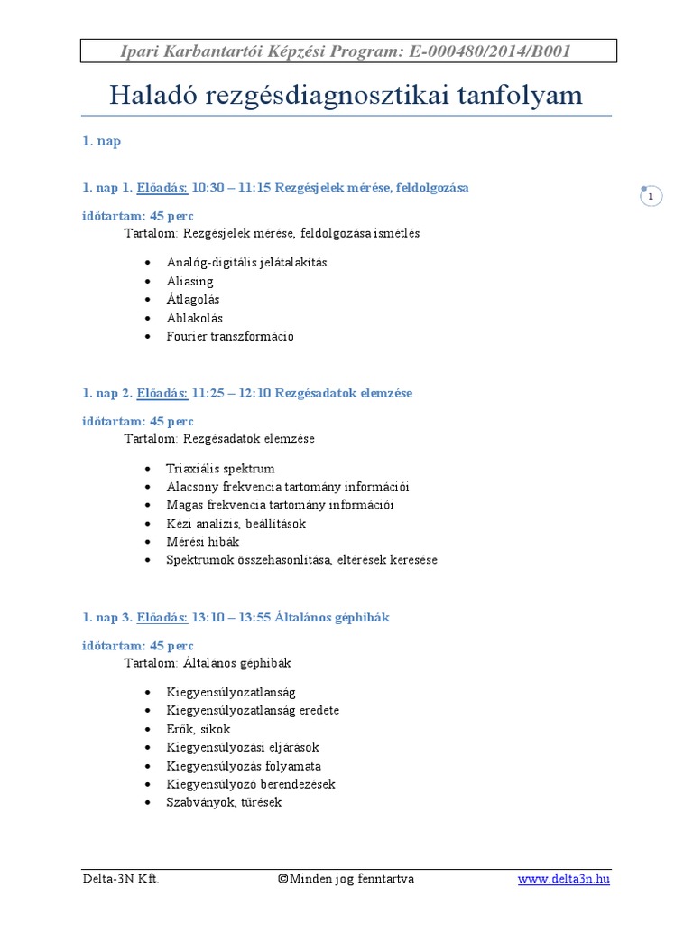 Halado Rezgesdiagnosztikai Tanfolyam | PDF