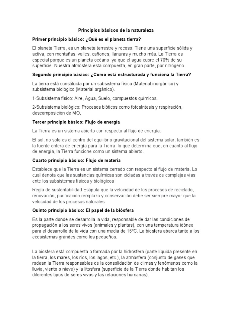 Principios básicos de la naturaleza | PDF | Tierra | Naturaleza