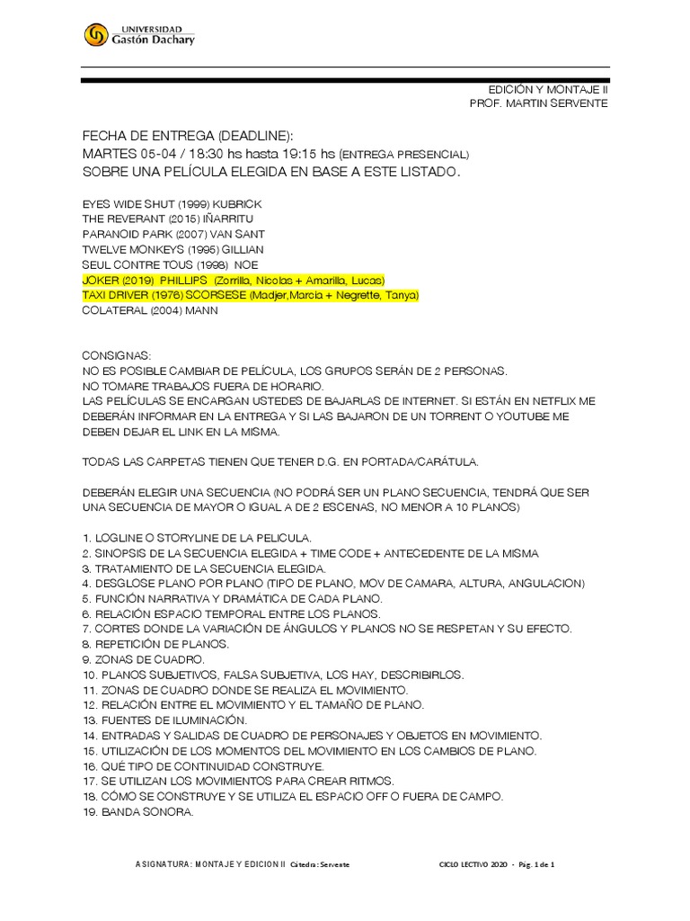 Edicion y Montaje2 Tp1 2022 | PDF