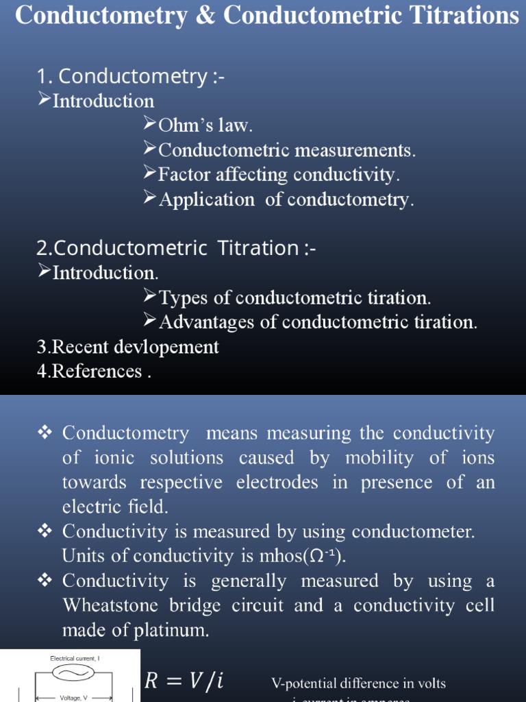 Conductometric Titration Applications | PDF | Titration | Chemistry