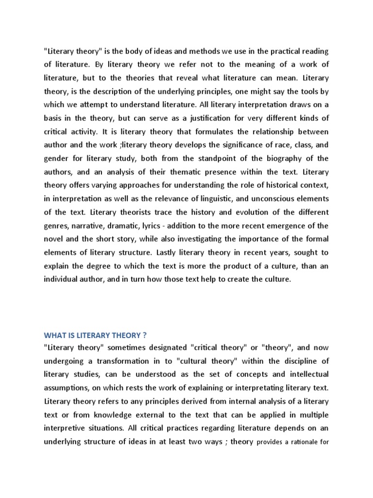 Literary Theory Assignment | PDF | Literary Theory | Theory Literary Theory Assignment | PDF | Literary Theory | Theory
