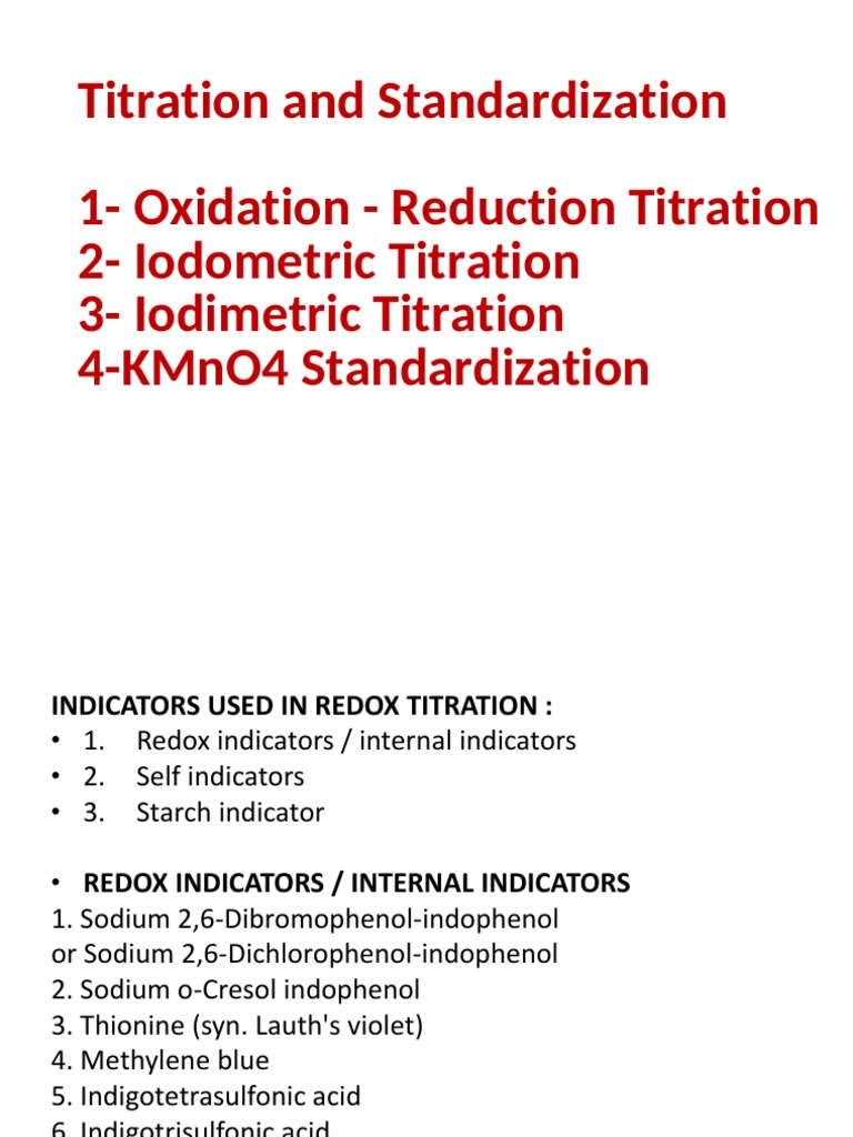 Types of Titrations | PDF | Iodine | Titration