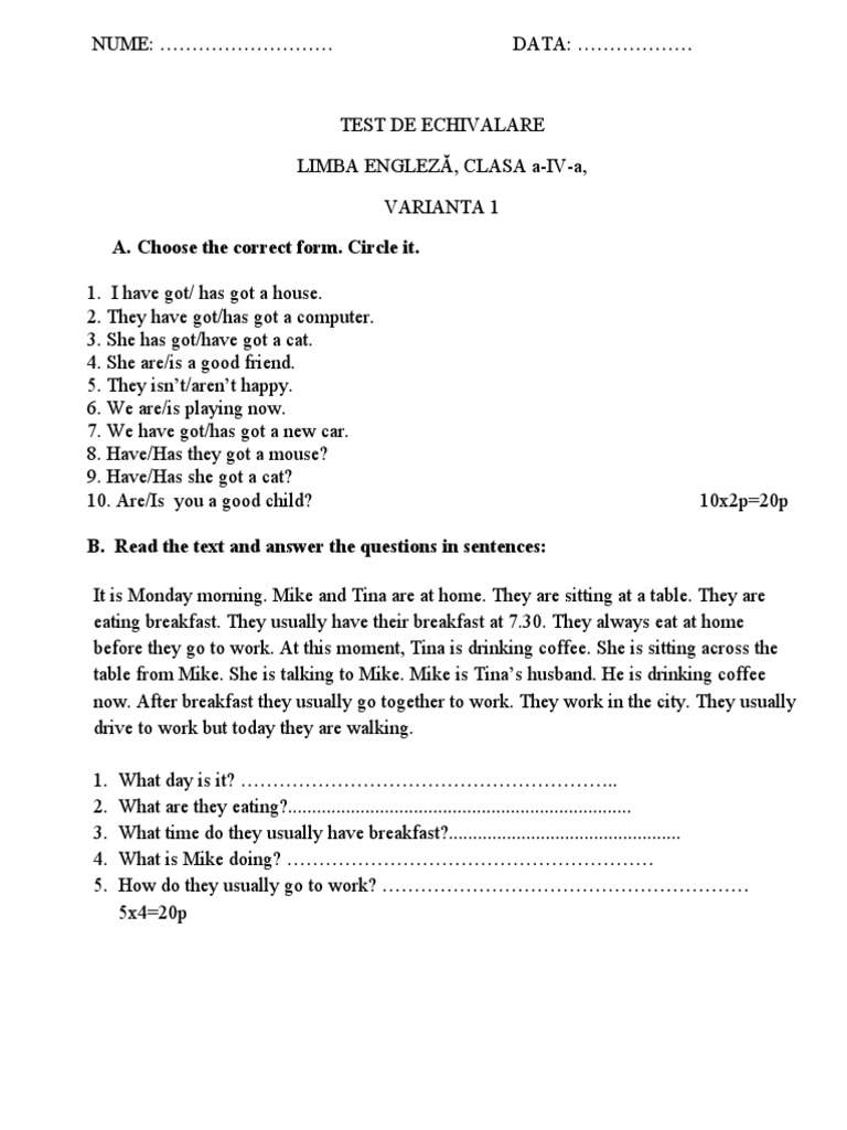 Final Test Cls 4 | PDF