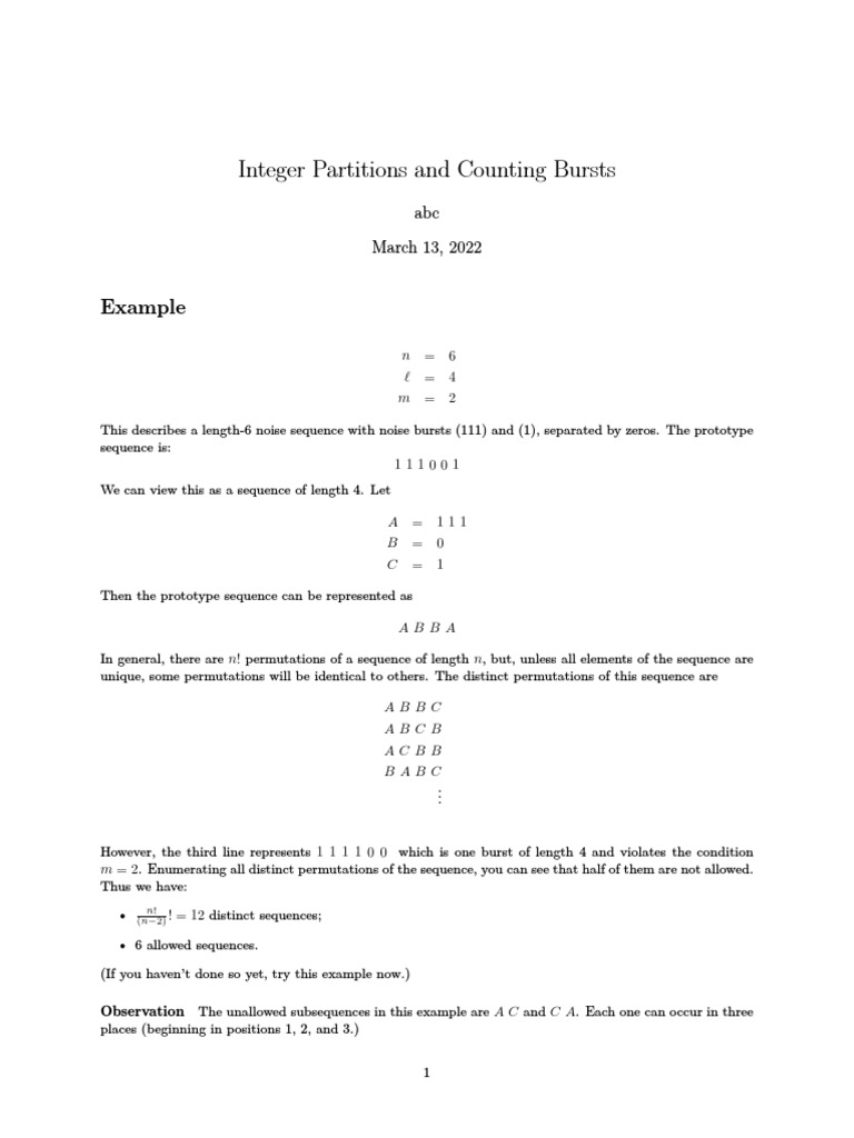 Sequence Counting by Integer Partitioning | PDF | Permutation | Numbers