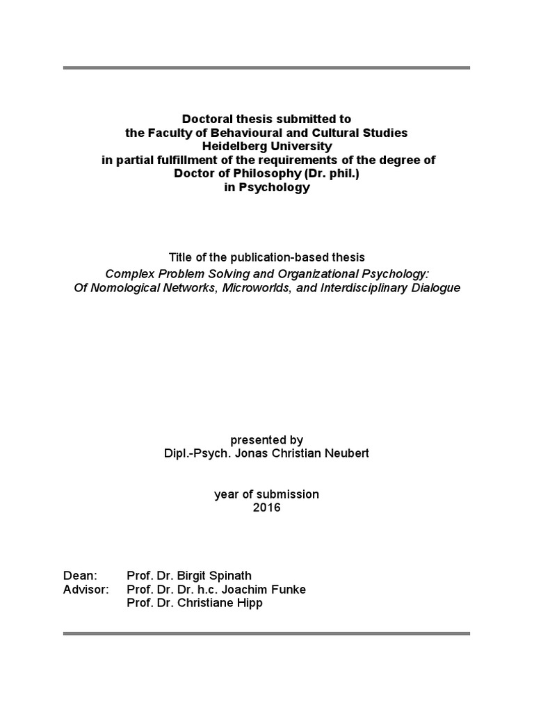 Dissertation Jonas Neubert | PDF | Complexity | Psychology
