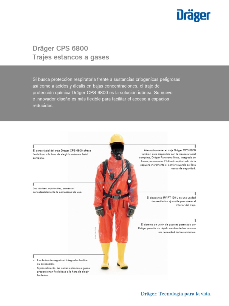 Ficha Traje 6800 Drager | PDF | Gases | Factores humanos y ergonomía