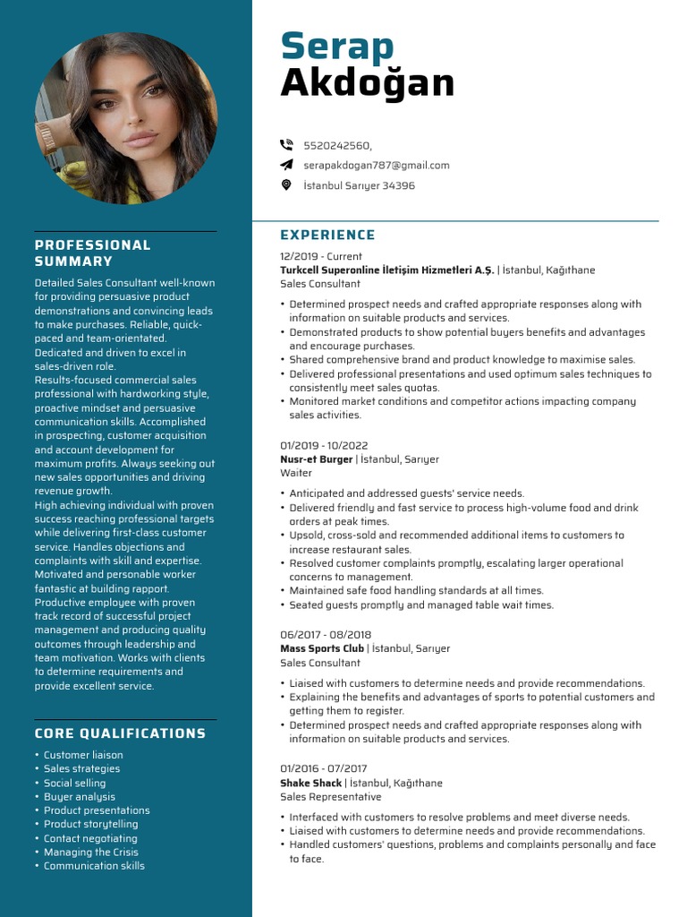 Serap Akdoğan CV 2 | PDF | Sales | Foods