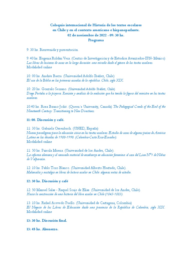 Programa Coloquio | PDF