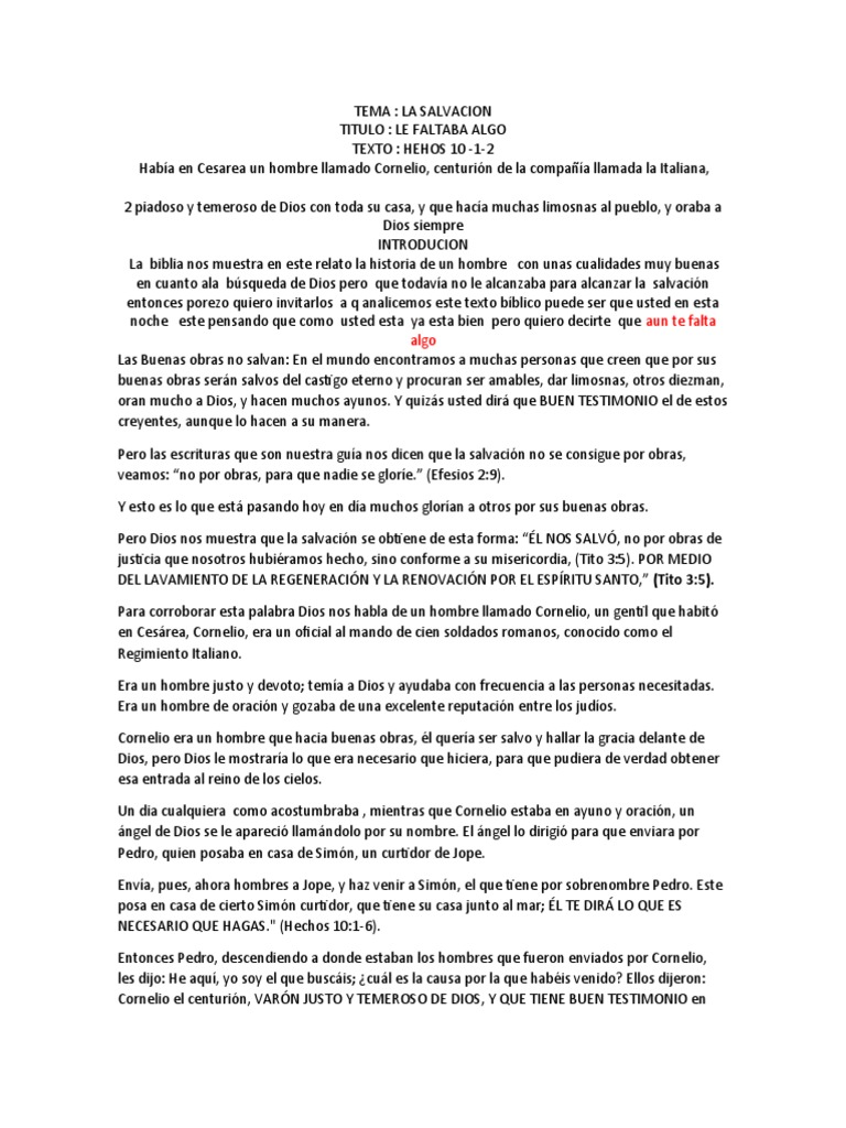 Tema Pero Le Faltaba Algo | PDF | Jesús | Salvación Tema Pero Le Faltaba Algo | PDF | Jesús | Salvación
