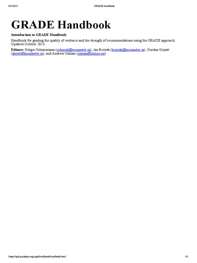 GRADE Handbook | PDF | Evidence Based Medicine | Systematic Review