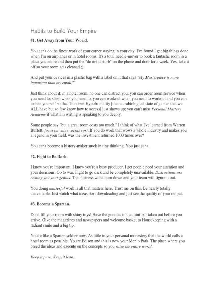 Habits To Build Your Empire | PDF