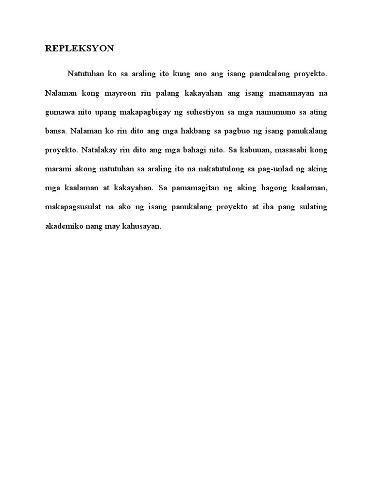 Filipino Repleksyon | PDF