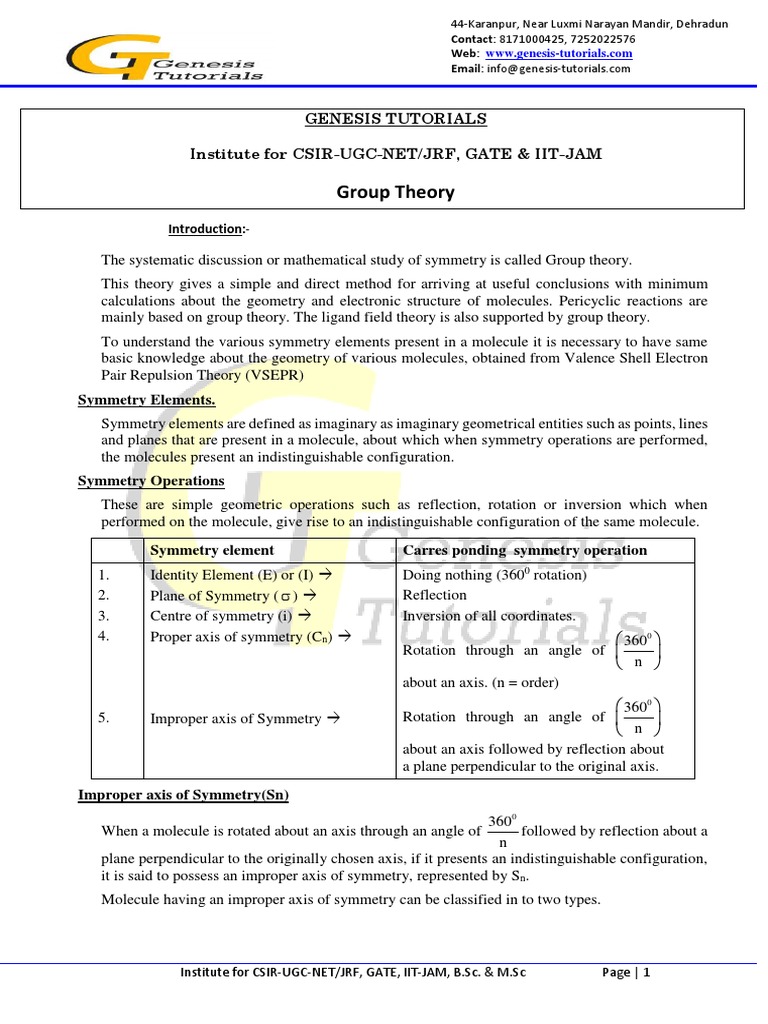 Group Theory 1 60 | PDF | Group Theory | Molecular Orbital