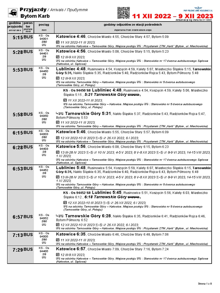 Plakat 2023 BYTOM KARB Przyjazdy Wazny 20221211-20231209 PL ...